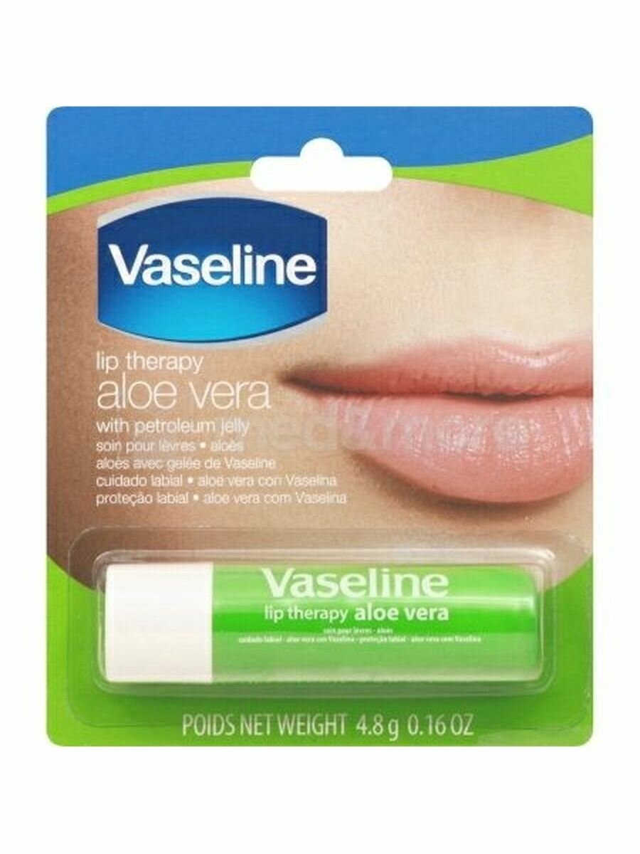 Vaseline Lip Therapy Aloe Vera Lip Balm Лечебный бальзам для губ с Алоэ Вера 4,8 гр.