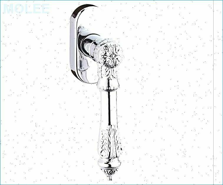 Поворотная оконная ручка 43 мм винтажная латунь рельеф