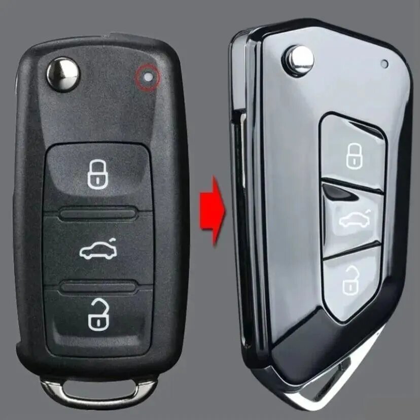 Корпус выкидного ключа нового образца для Volkswagen и Skoda — подходит Jetta 6, Tiguan 1, Passat, Polo, Golf