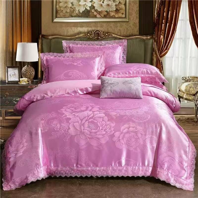 Комплект из четырех предметов， "Римские каникулы", атлас, жаккард, евростиль, 220x240 cm。фиолетовый2