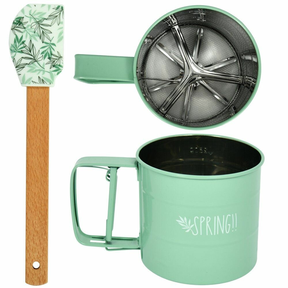 Кухонные принадлежности. Набор из 2 предметов (лопатка 21,5x8,5 см, сито-кружка для муки 10х9,5 см