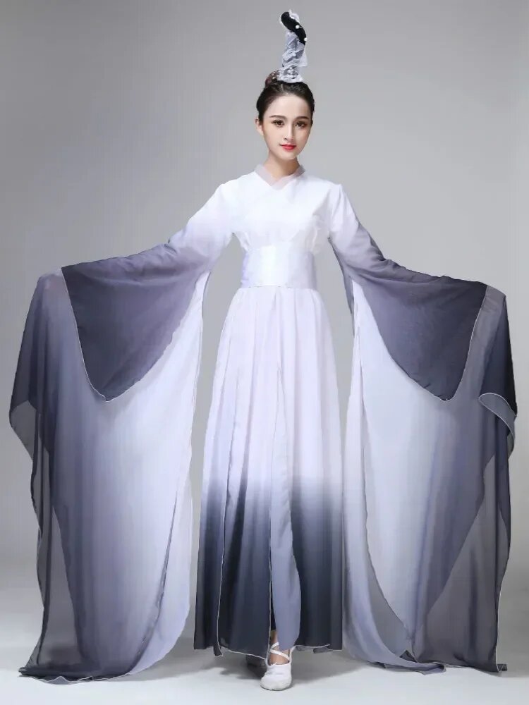 Классический народный танец с длинными рукавами, одежда феи, танцевальные костюмы с водными рукавами для взрослых, древнее национальное выступление ханьфу Янко