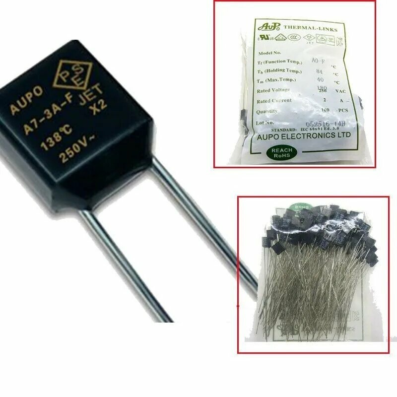 10 шт Температурный предохранитель Black Square 2А 250В 102С