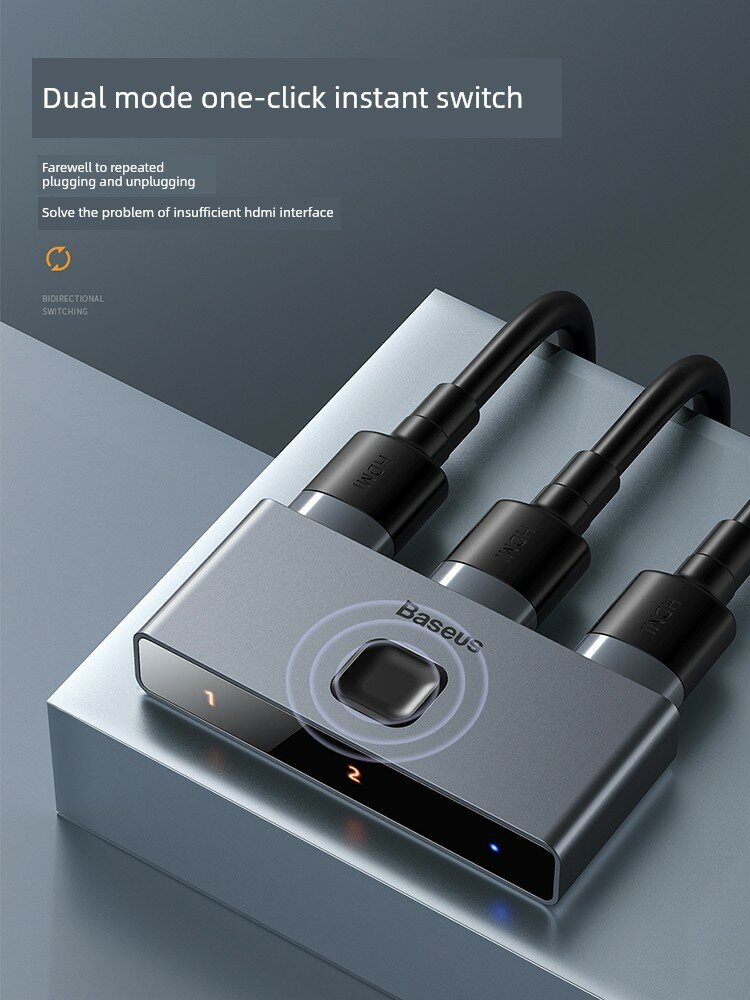 Сплиттер Baseus HDMI 1 вход/2 выхода, конвертер HD-видео, HDMI-сплиттер для экрана компьютера, 4K TV, 2-в-1 сплиттер,