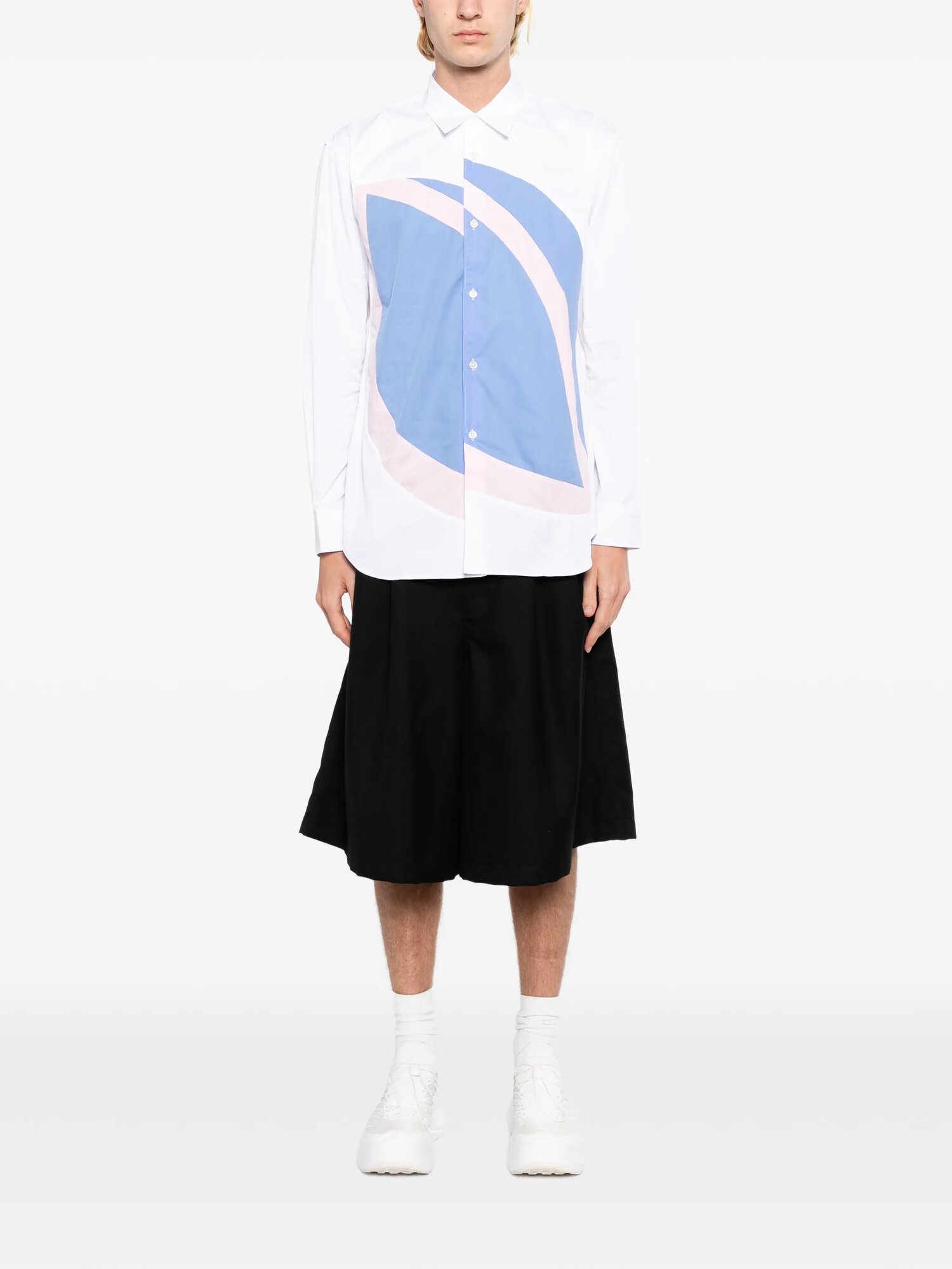 Рубашка Comme des Garcons SHIRT Panel shirt, размер M, бежевый/белый — фото 1