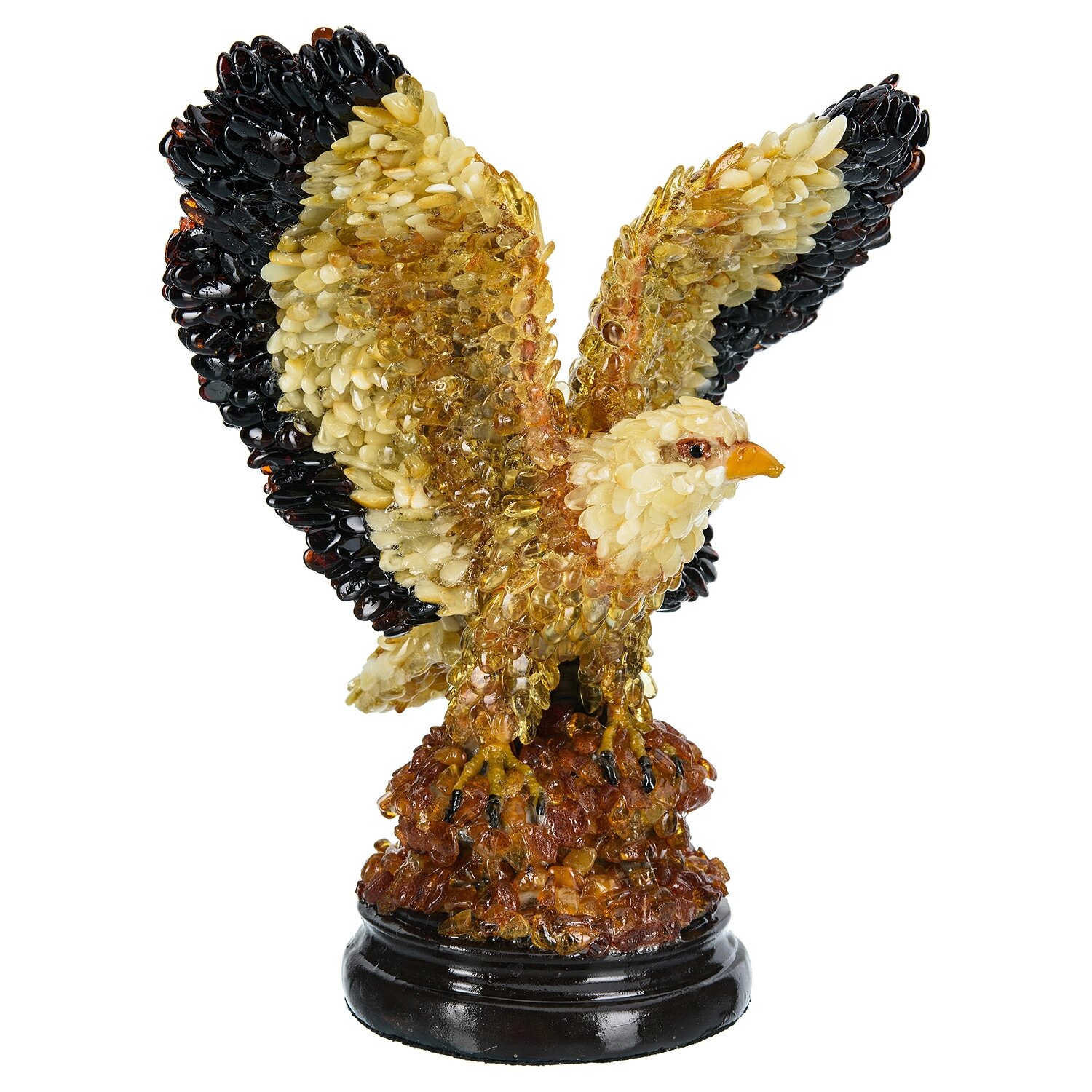 0090009-НП скульптура "орёл 19*15*8 см крылья вверх (янтарь, янтарная крошка)