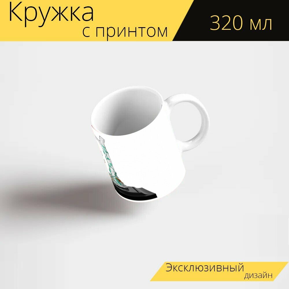 Кружка с рисунком, принтом "Серебро Радха-Кришна Идол Чистая стерлингового серебра кумиром Господа Кришны Радха с на качелях. Кришна Радха серебро индуистского бога качели." 320 мл.