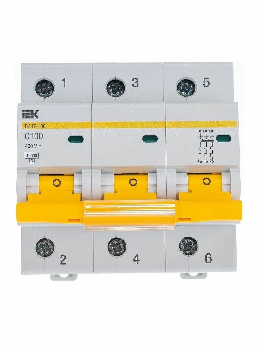 Выключатель автоматический трехполюсный ВА47-100 50А D 10кА код. MVA40-3-050-D IEK ( 1шт. )