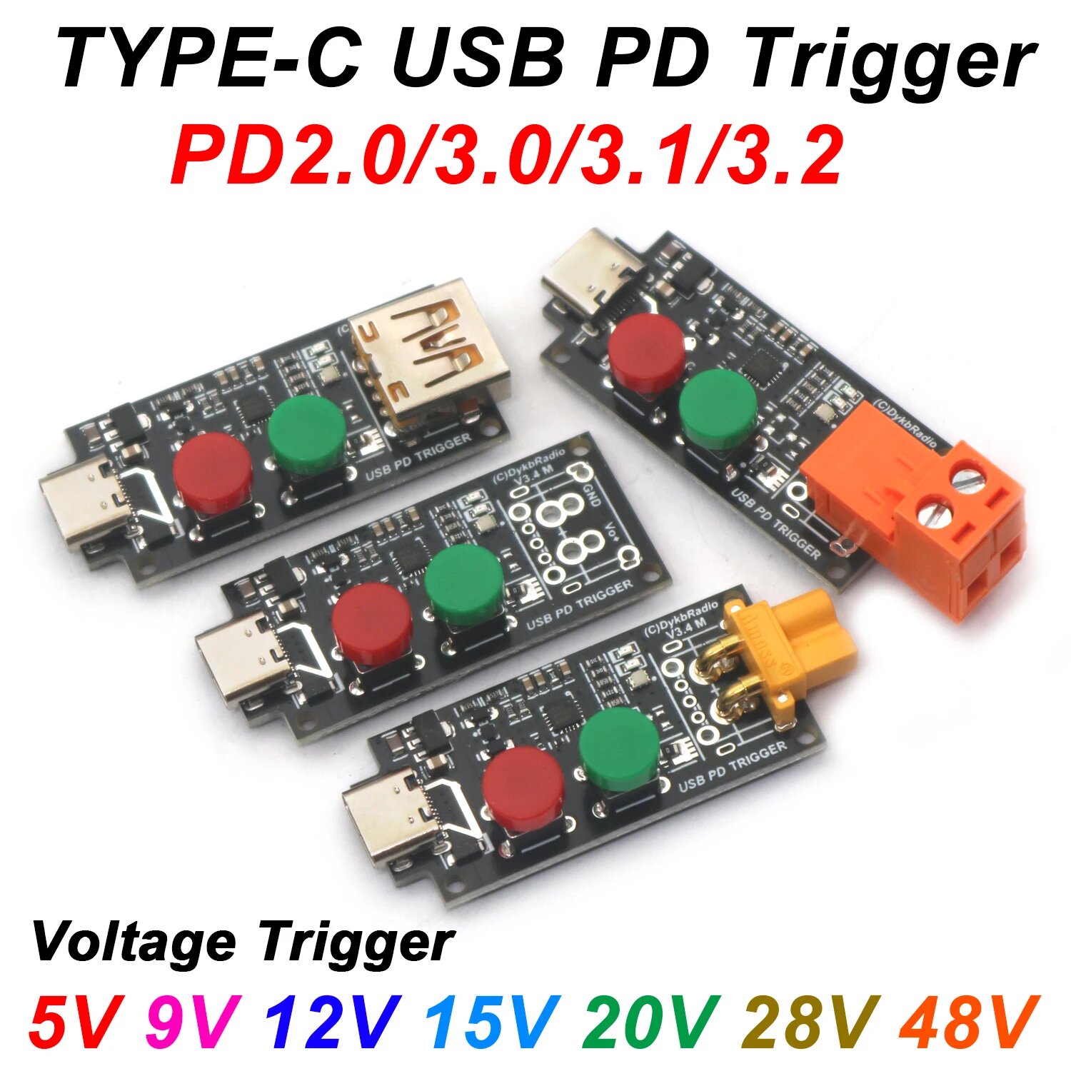 Дykbcells Модуль триггера напряжения USB PD/QC Terminal Output