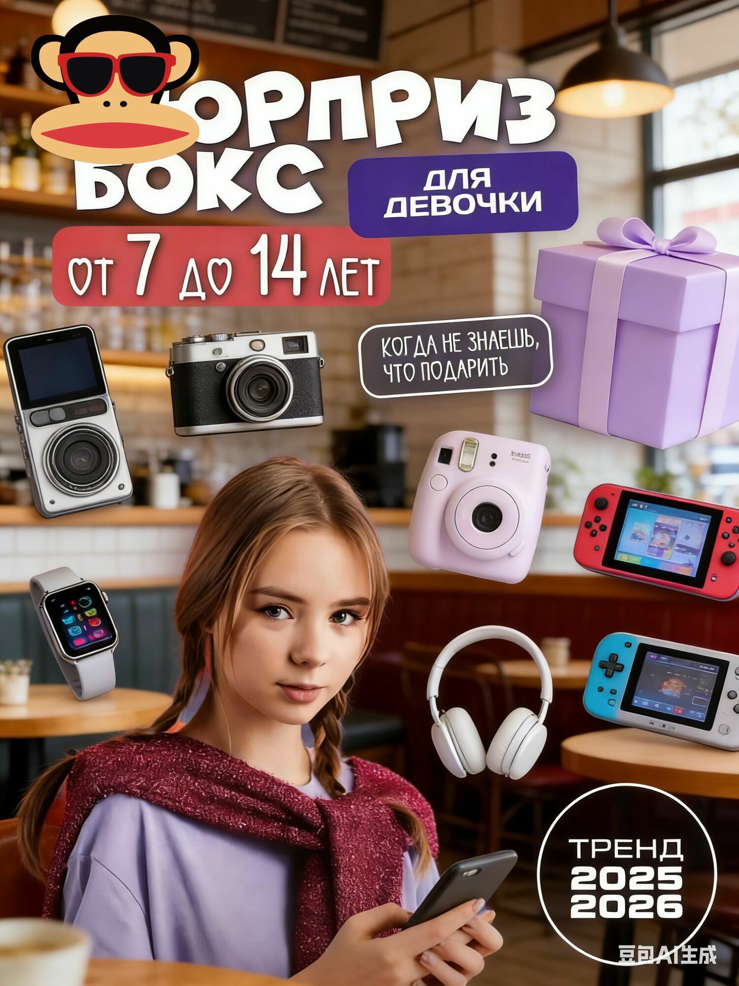 Детский сюрприз бокс. Девочка 7-14 лет. Оригинальный подарок №1