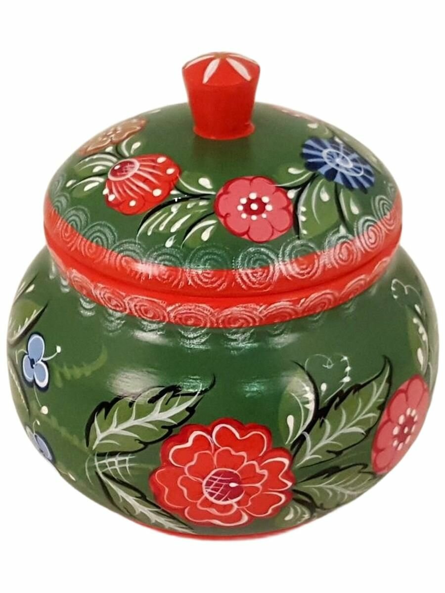 Шкатулка, Универсальная ёмкость, Сахарница малая-2, Городецкая роспись, ручная авторская работа