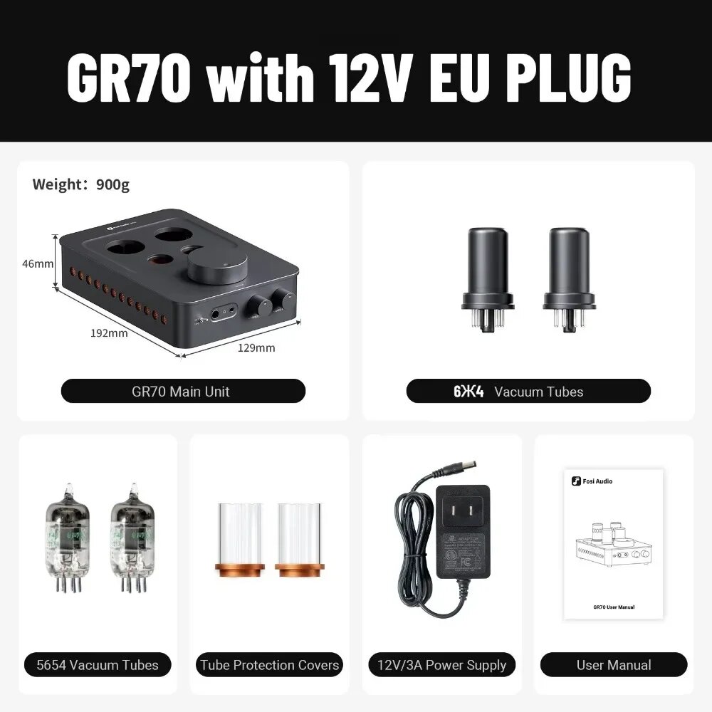 Fosi Audio GR70 ламповый усилитель для наушников GR70 12V EU