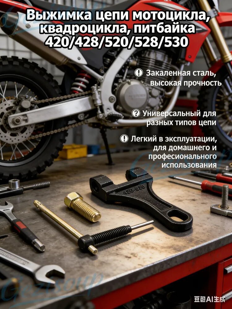 Выжимка цепи мотоцикла, квадроцикла, питбайка 420/428/520/528/530