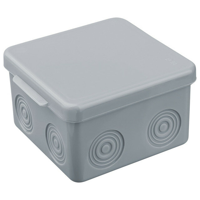 Коробка монтажная NAVIGATOR 80х80х50 IP54 распаячная открытого монтажа без мембран, серая, 7 выходов, 93757, Россия