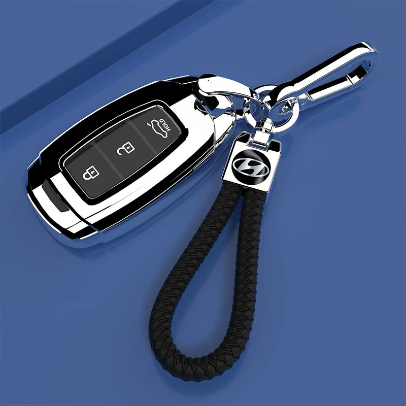 Чехол для ключа Hyundai Elantra 2025 7-е поколение с вязаным кольцом, серебристый цвет для универсальной установки