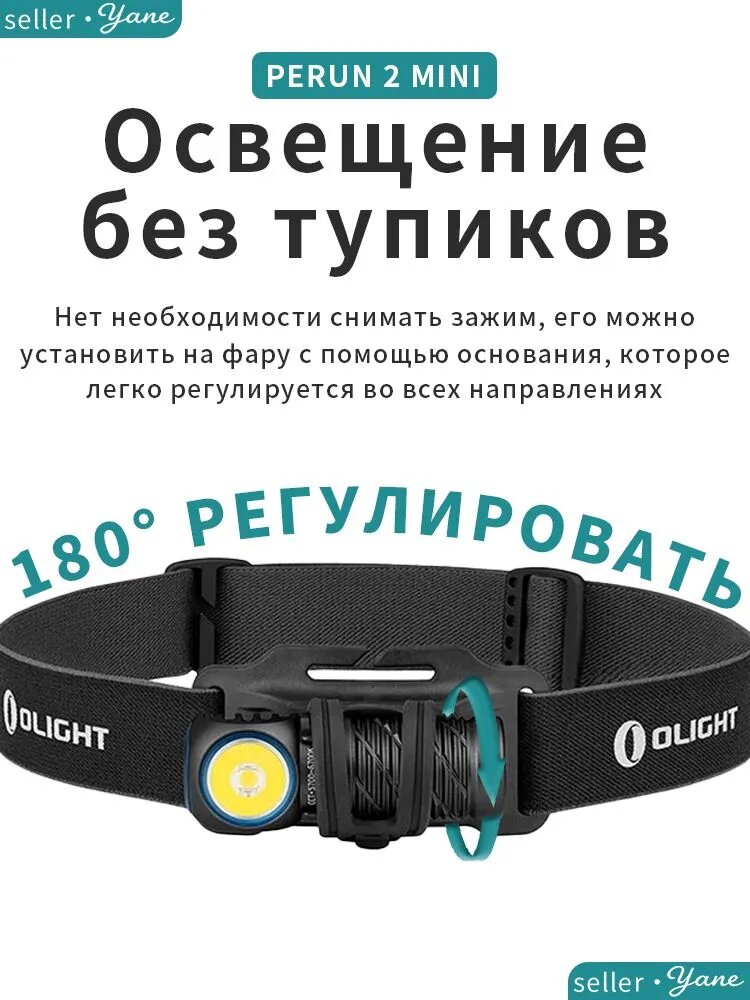 Olight Perun 2 Mini Синий налобный фонарь-прожектор 650 мАч 150 м дальность 6 режимов IPX8 — фото 1