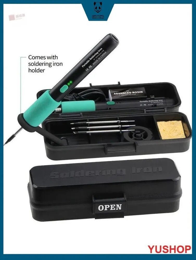 Паяльник 15 Вт, портативный паяльник, автономный с USB, для мобильного мастера, набор — фото 1