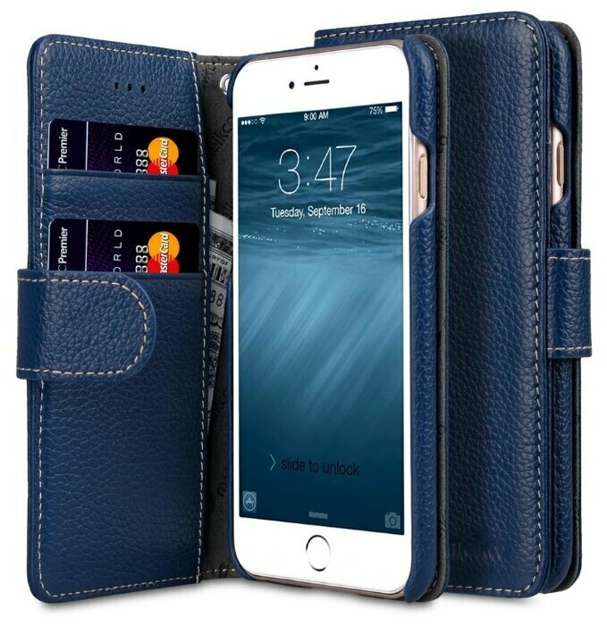 Кожаный чехол книжка Melkco для iPhone 7/8/SE 2020/SE 2022 - Wallet Book Type - темно-синий