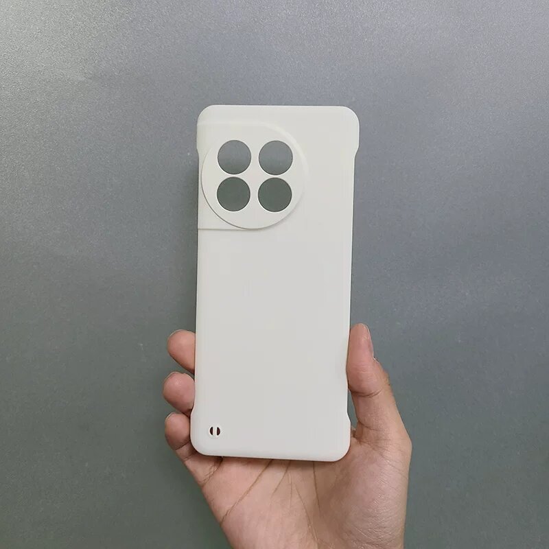 Чехол для ONEPLUS Ace 2 Pro с краем без края, кожаная текстура, ультратонкий ПК материал, античный белый цвет, защита и