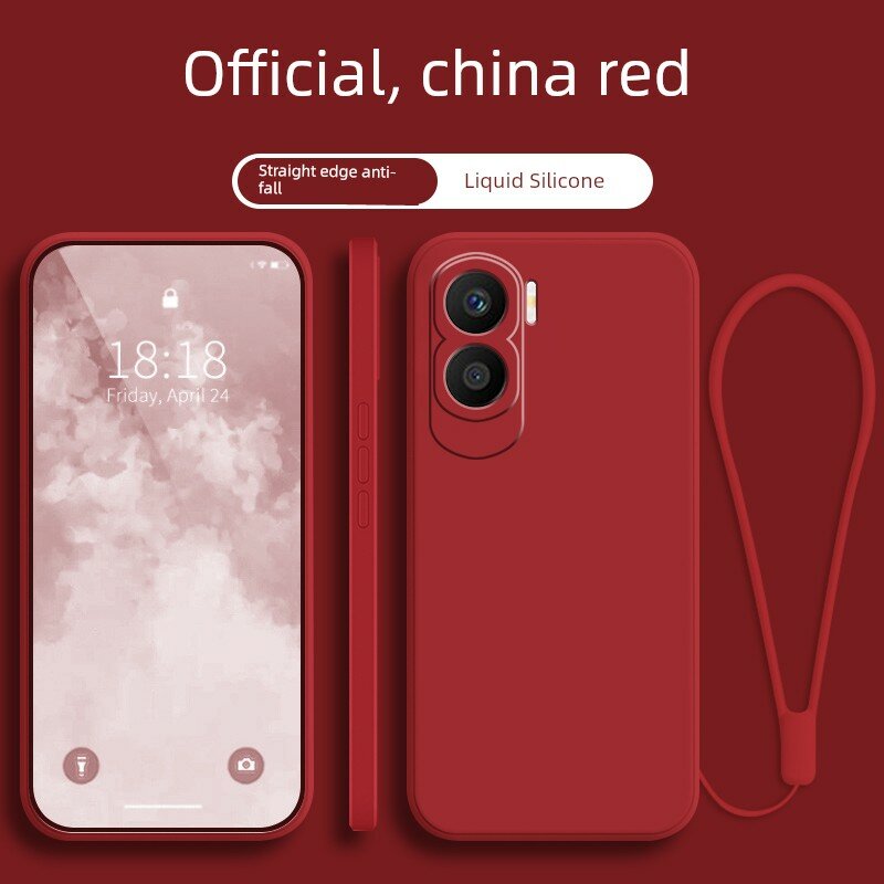 Силиконовый чехол для Honor X50i Plus, китайский красный, полная защита, ударопрочный, с шнуром и защитным стеклом
