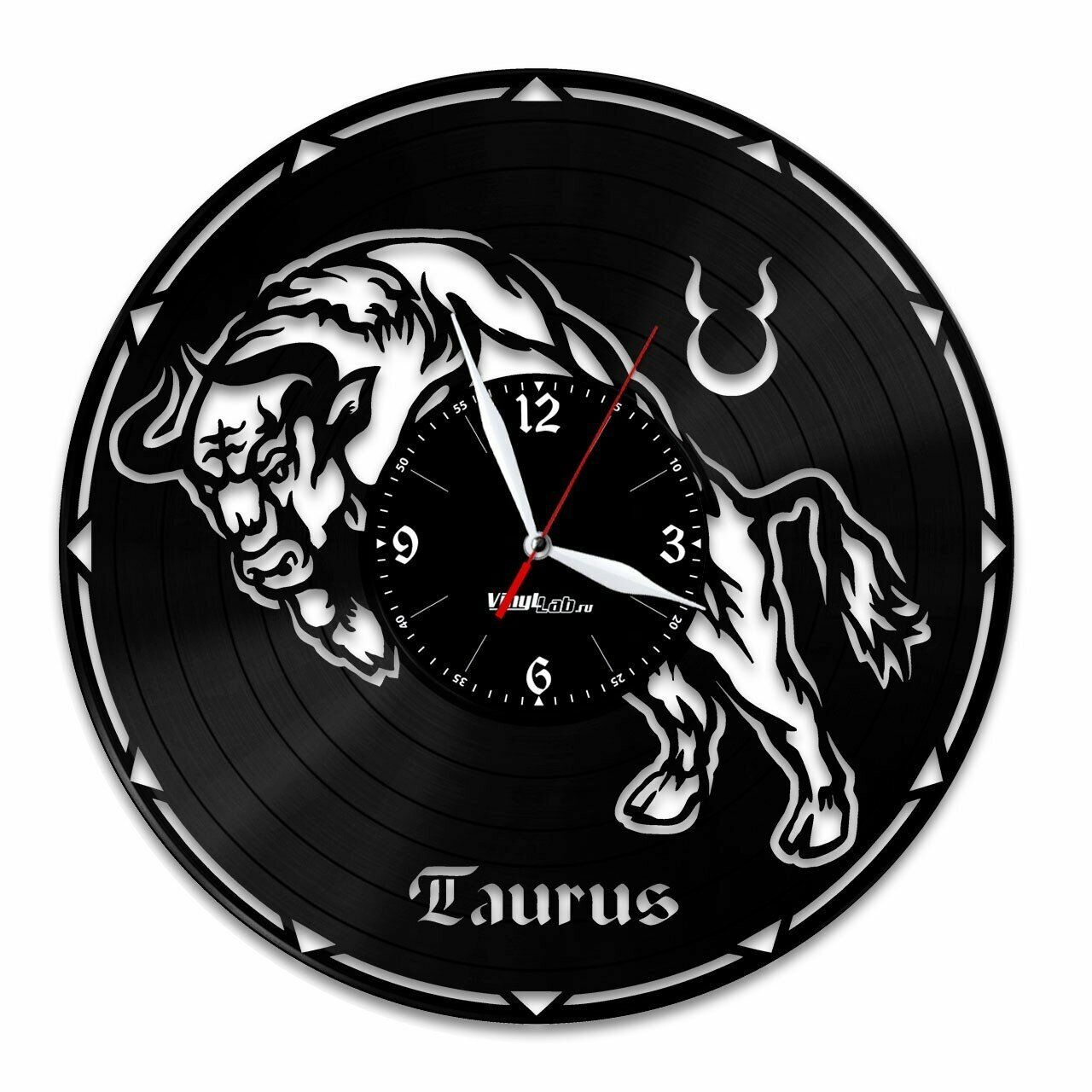 Часы из виниловой пластинки (c) VinylLab Знак зодиака «Телец»