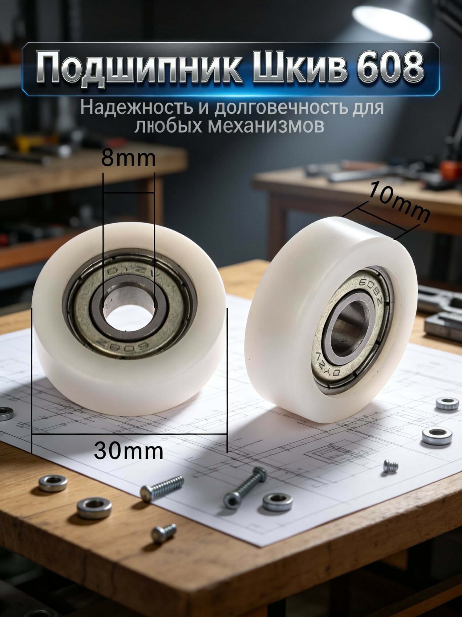 Шкив подшипника 608, универсальная фурнитура для раздвижных дверей и мебели 8x30x10 мм для ремонта и обслуживания