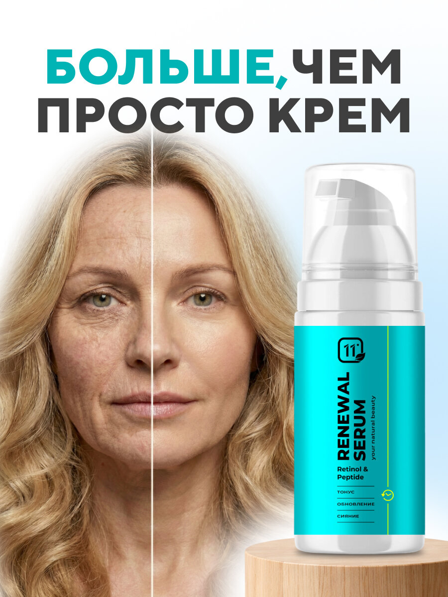 Омолаживающая сыворотка для лица с ретинолом и пептидами, против акне и морщин, увлажнение