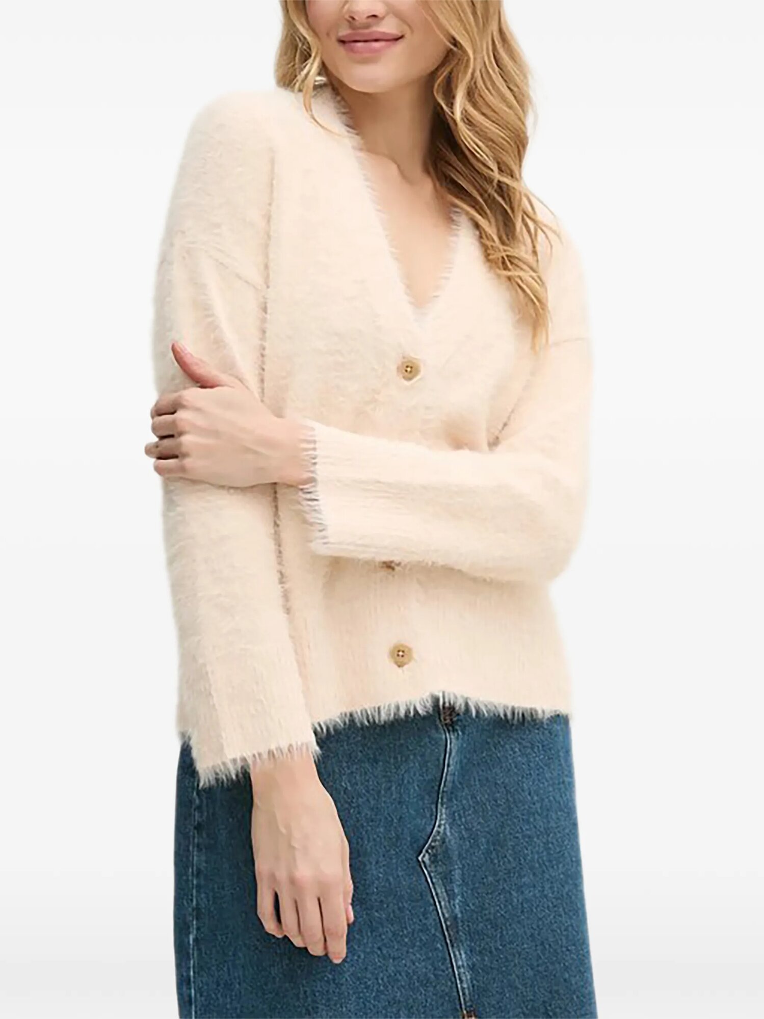 Кардиган V-neck fuzzy cardigan