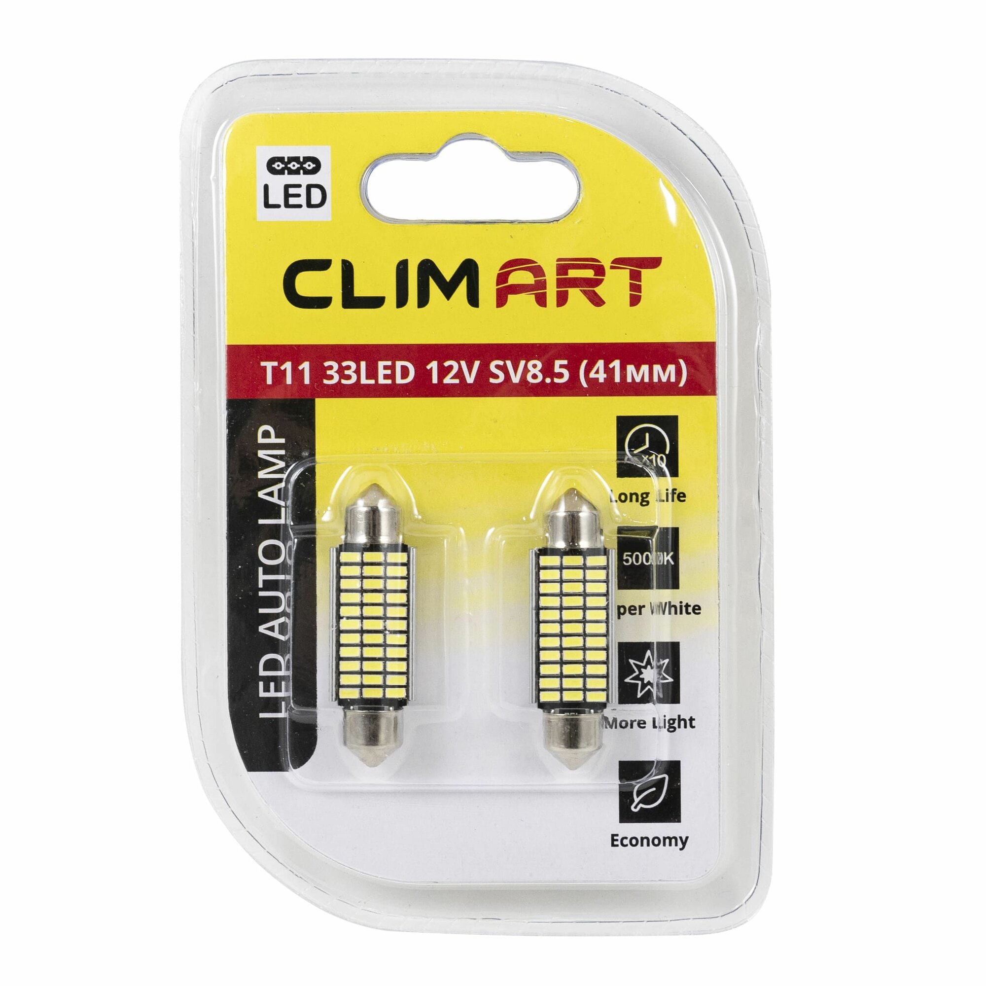 Светодиод 12V 5W (салон, номер) 41мм (C5W / SV8.5 T11x41) 33LED, 2 шт / Azard / CLA00507