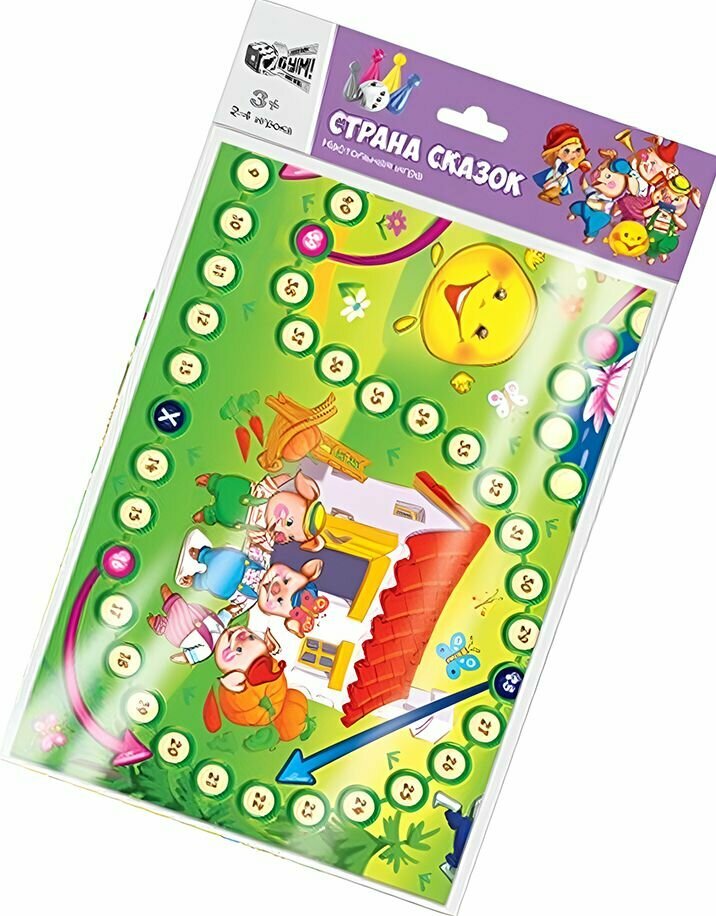 Настольная игра-ходилка "Страна сказок" для семьи и компании, детская бродилка, набор с игровым полем, фишки + кубик
