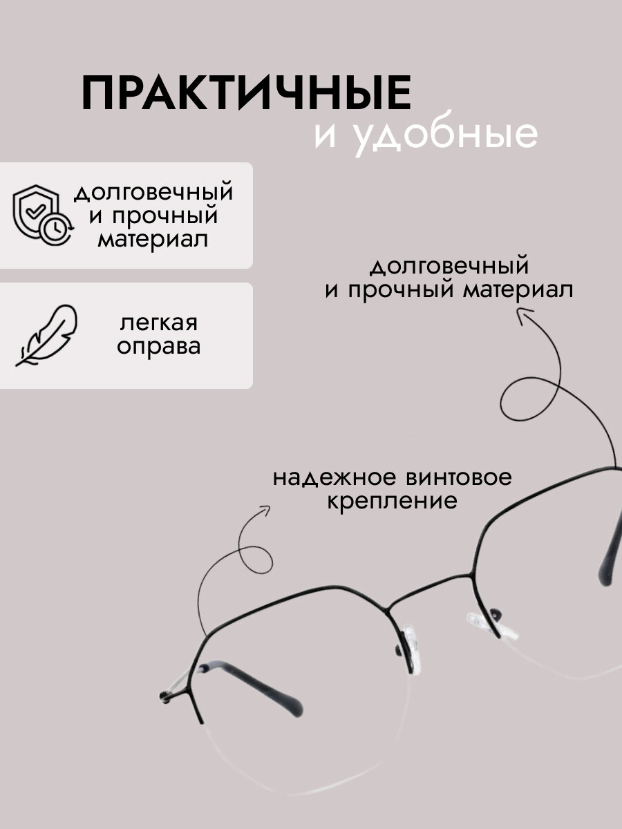 Очки готовые для зрения компьютерные с диоптриями +1.50 женские с бликами, с покрытием антибликовым плюс 1.50 корригирующие очки. — фото 1
