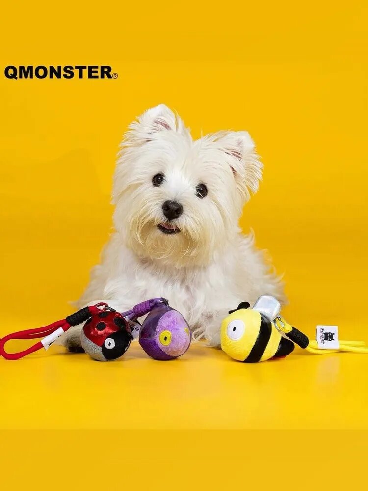 Мягкая игрушка для собак Qmonster Прыгунчик с пищалкой, для средних пород, жевательная, упругая шипастая мяч для аппортировки и игр
