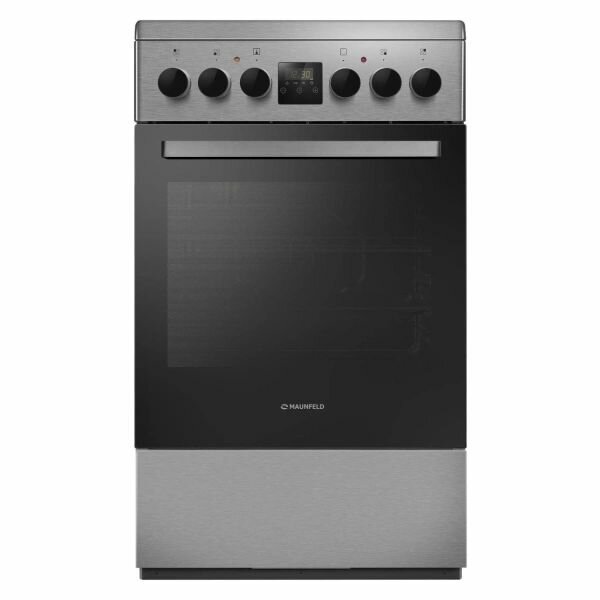 Плита электрическая Maunfeld MEC55CS08D, 50 см, 4 конфорки, 60 л, стеклокерамика, конвекция, нержавеющая сталь
