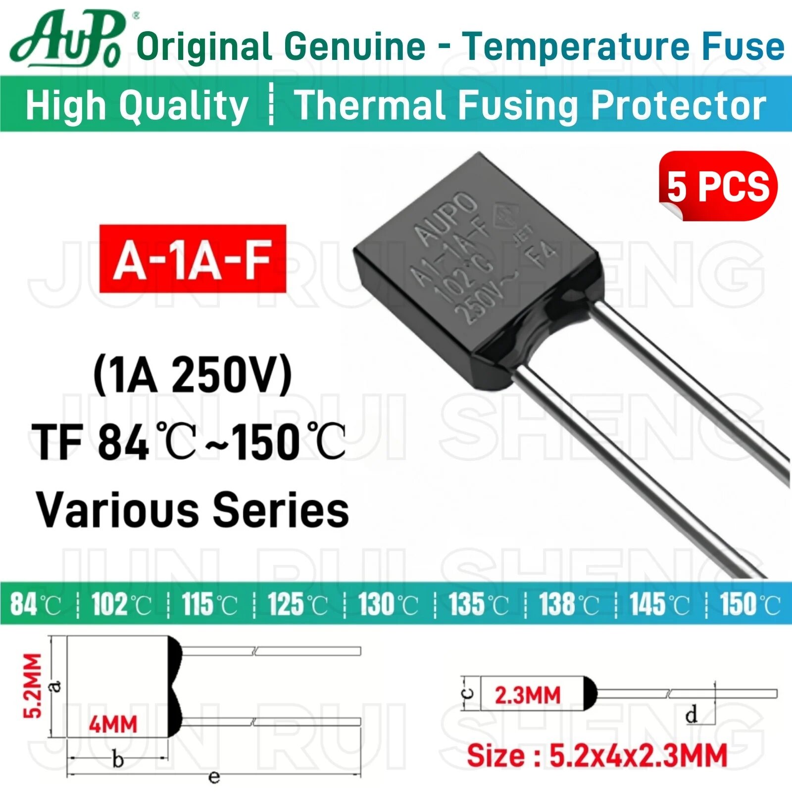 AUPO Термопредохранитель 1A 250V A-1A-F 5PCS 135C