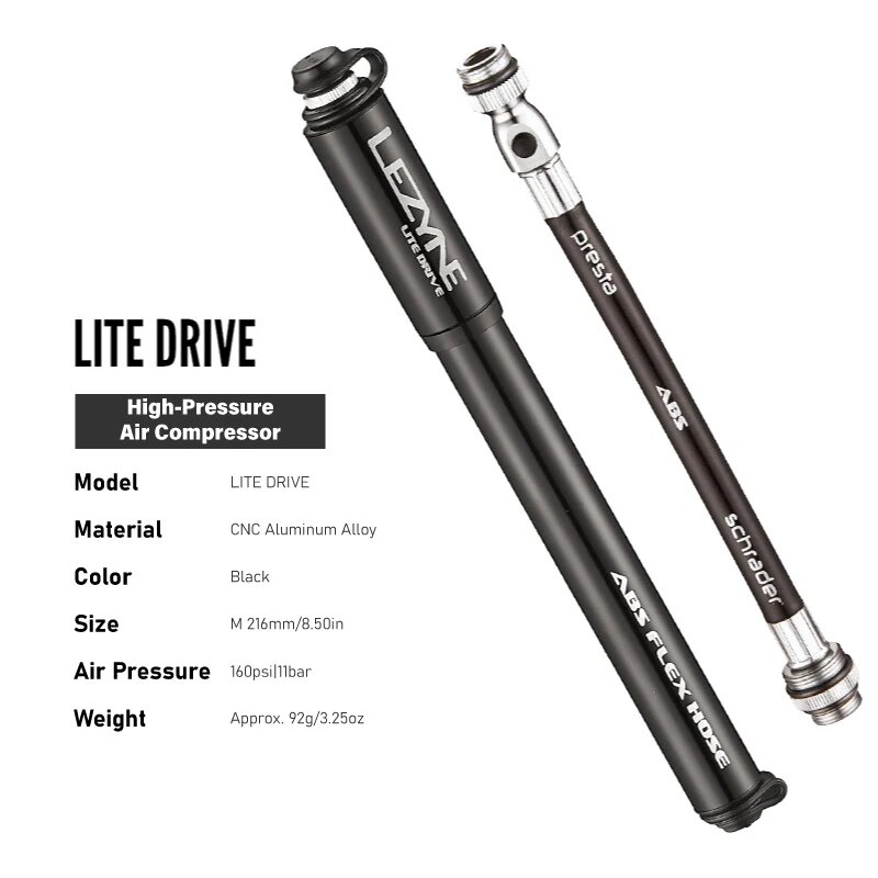 LEZYNE Lite Drive Черный велосипедный насос 216мм