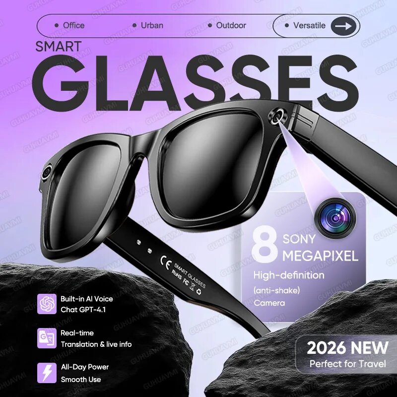 Умные очки GUHUAVMI W610 Black sunglasses AI 8MP