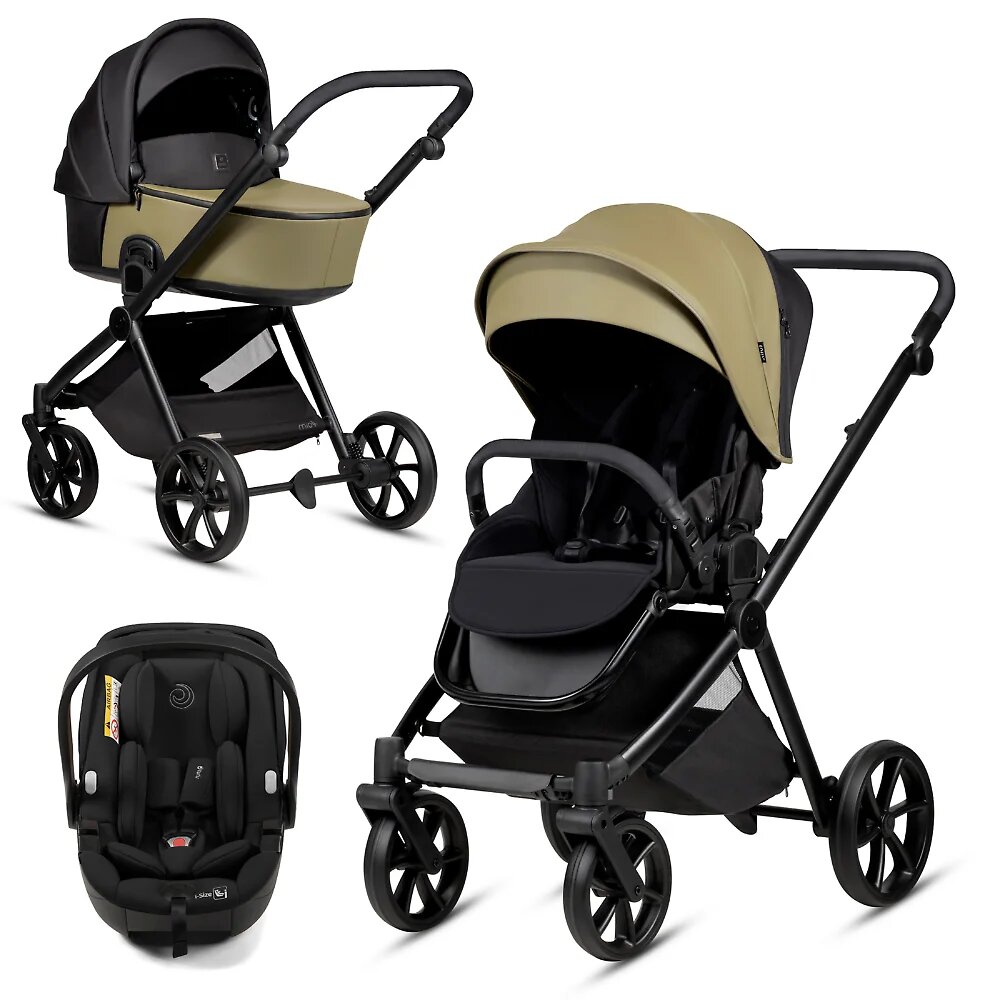 Детская коляска 3в1 Tutis Mio 3+, Elo Lux Edu Sky, цвет Olive / ECO (Оливковый)