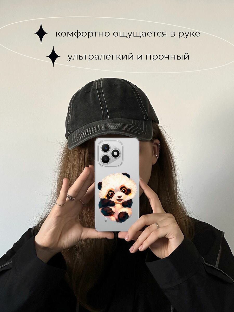 Чехол на Honor X8d / Хонор X8d с принтом Няшная панда, прозрачный — фото 1