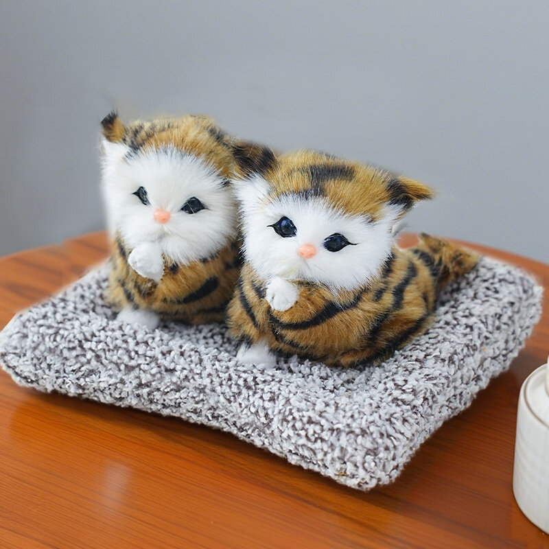 Декоративная фигурка кошки с тигровым узором, две кошки, 10x6x9 см, милая статуэтка для полок