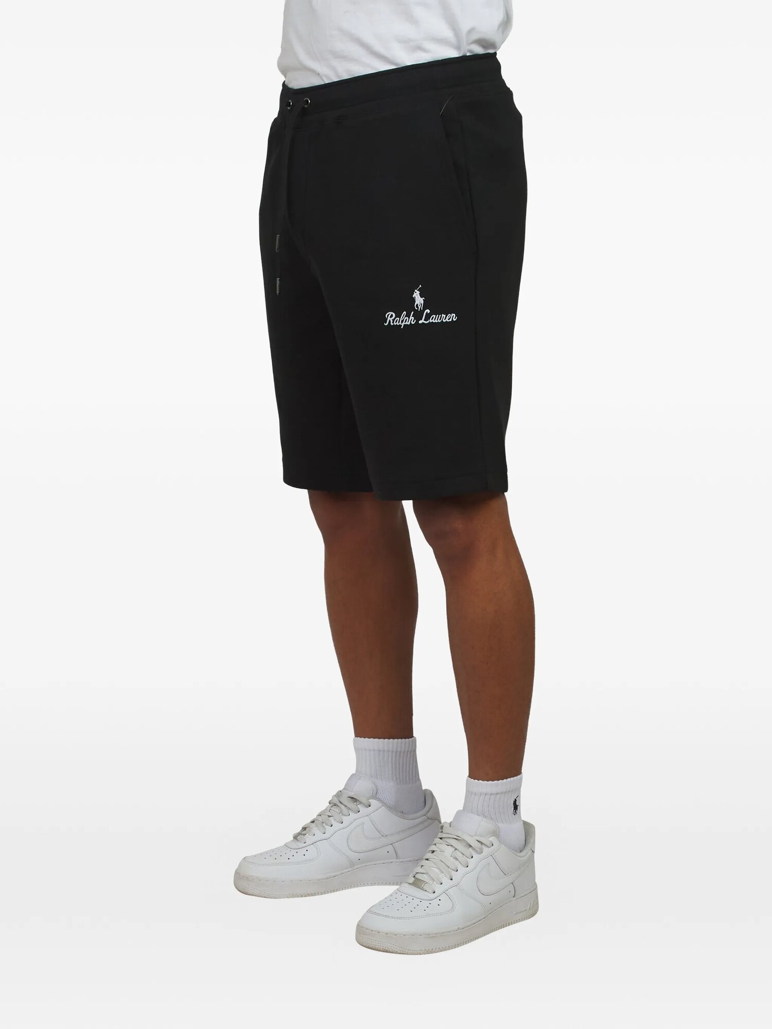 Шорты Polo Ralph Lauren Embroidered-logo drawstring shorts, размер M, black/black — фото 1