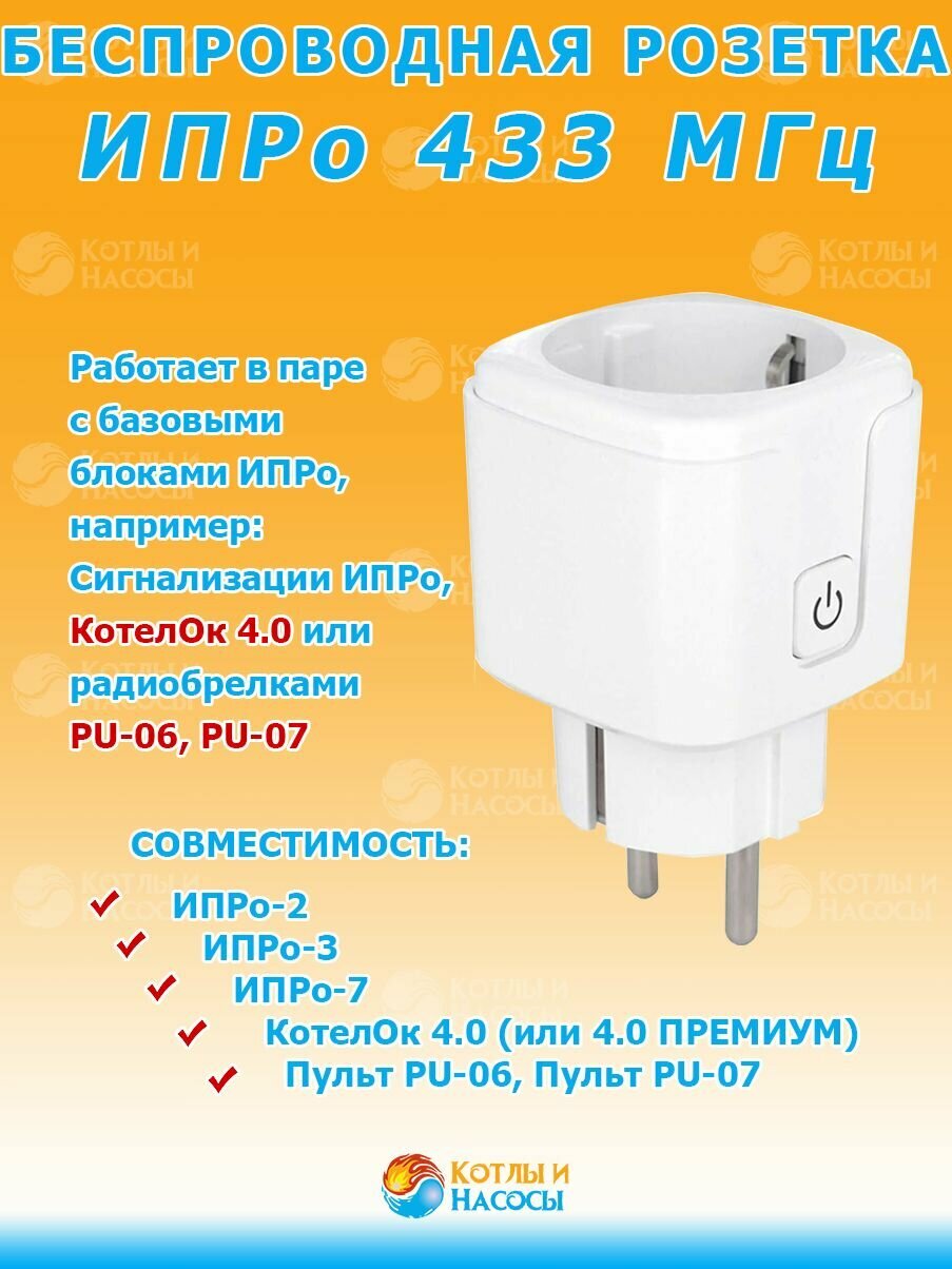Умная розетка беспроводная ИПРо 433 МГц