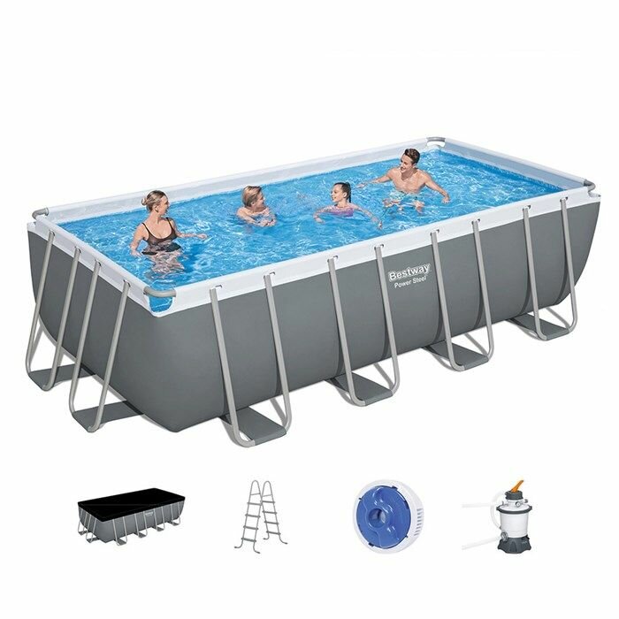 Bestway 56671 (488х244х122см лестница, песчаный фильтр, тент) Бассейн каркасный
