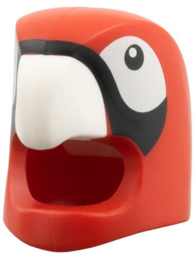 Деталь Lego 114608pb01 Minifigure, Headgear Head Cover, Costume Parrot with Molded White Beak, Printed White Cheeks, Black Eyes and Stripe Pattern
