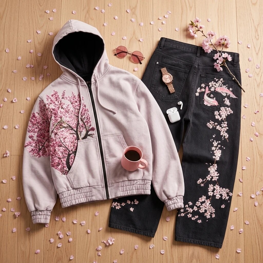 Розовое худи с вышивкой Y2K Розовый, XXL, Two piece set1