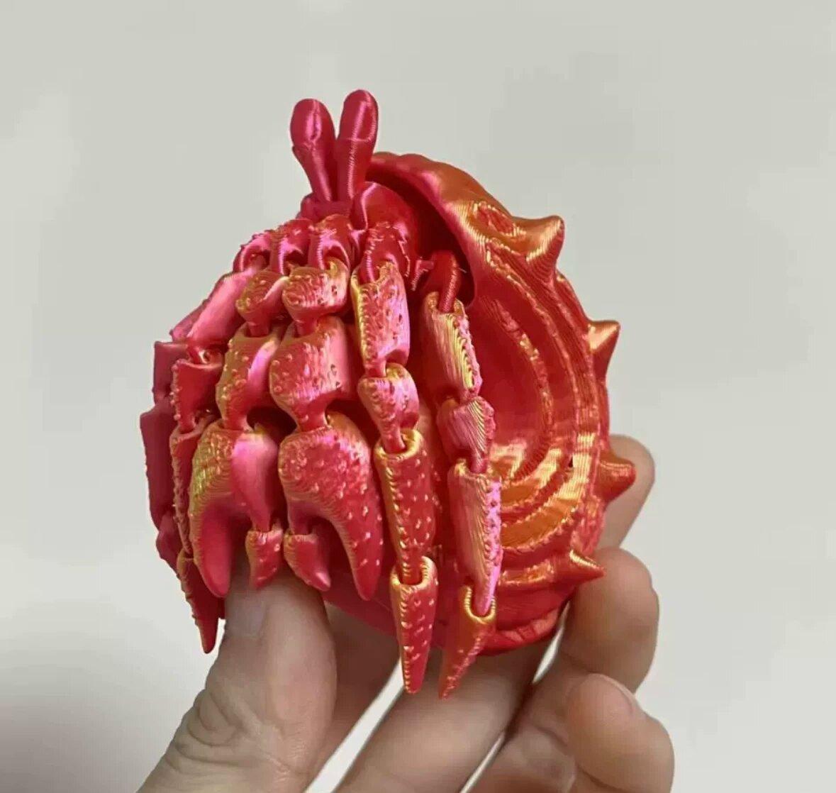 3D-печатная фигурка краба-рентгена с многосуставной подвижностью, длина 14 см, градиент красно-золотого цвета