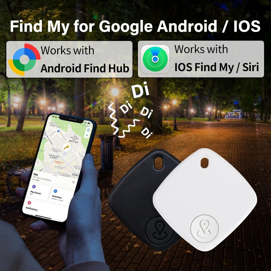 GPS-трекер для Android/iOS, умная метка, Bluetooth-локатор, устройство для поиска ключей, совместим с iPhone, поддерживает функцию Google "Найти мой телефон" для предотвращения потери, подходит для кошельков, домашних животных и детей.