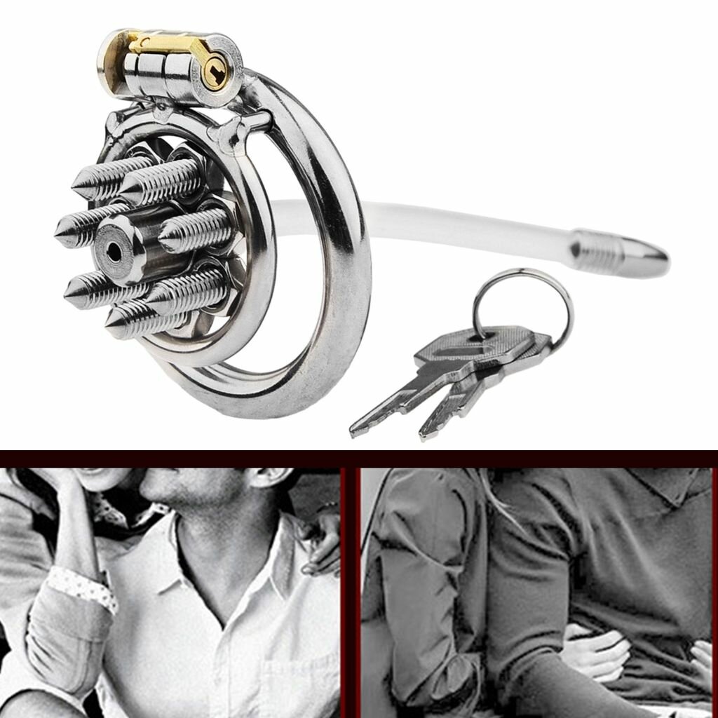 Замок целомудрия мужской CB chastity lock тип гвоздя-шипа + блок-40