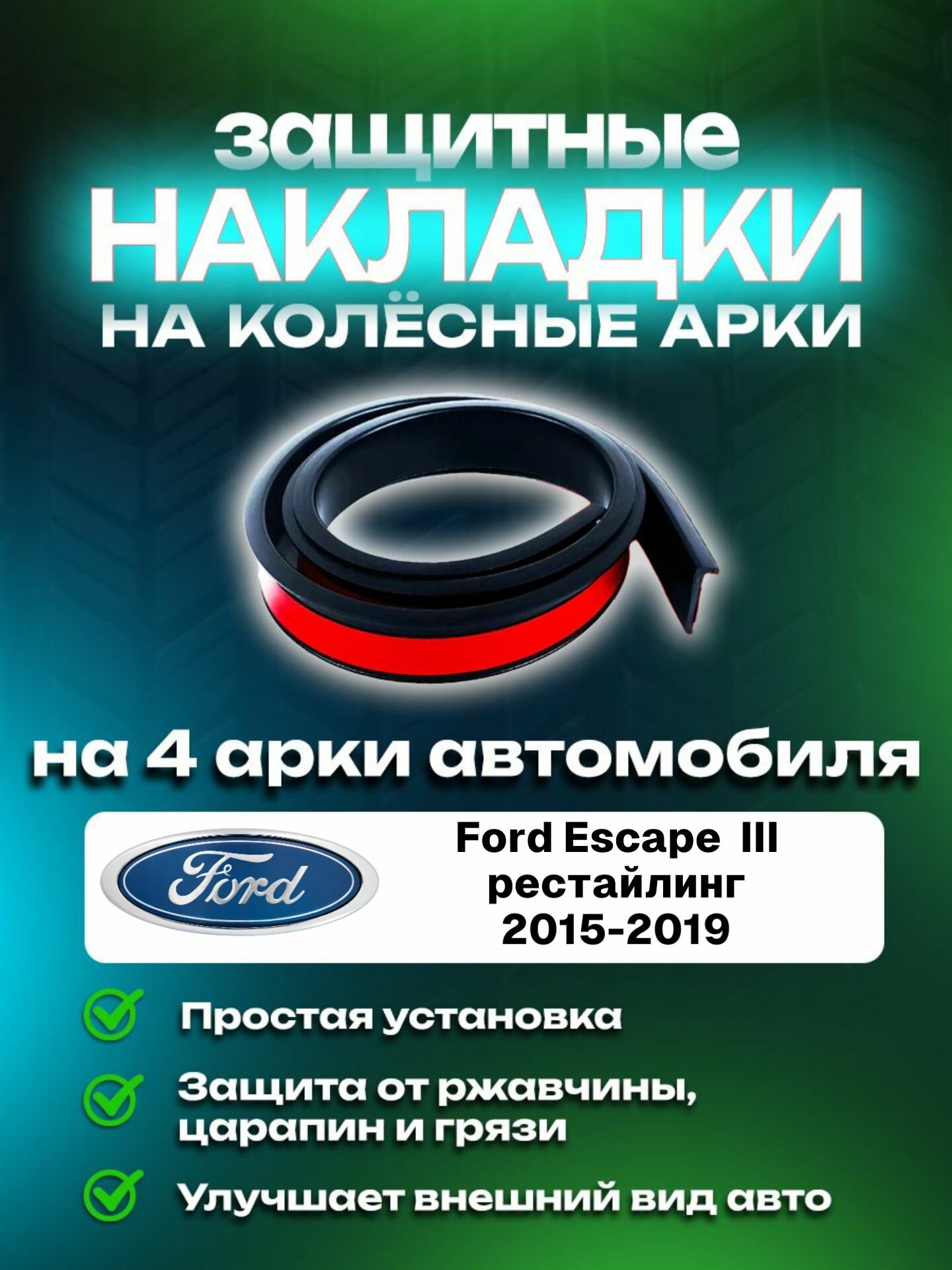 Накладки на арки Ford Escape III рестайлинг(2015-2019)/ Форд Эскейп 3 поколение рестайлинг защитные