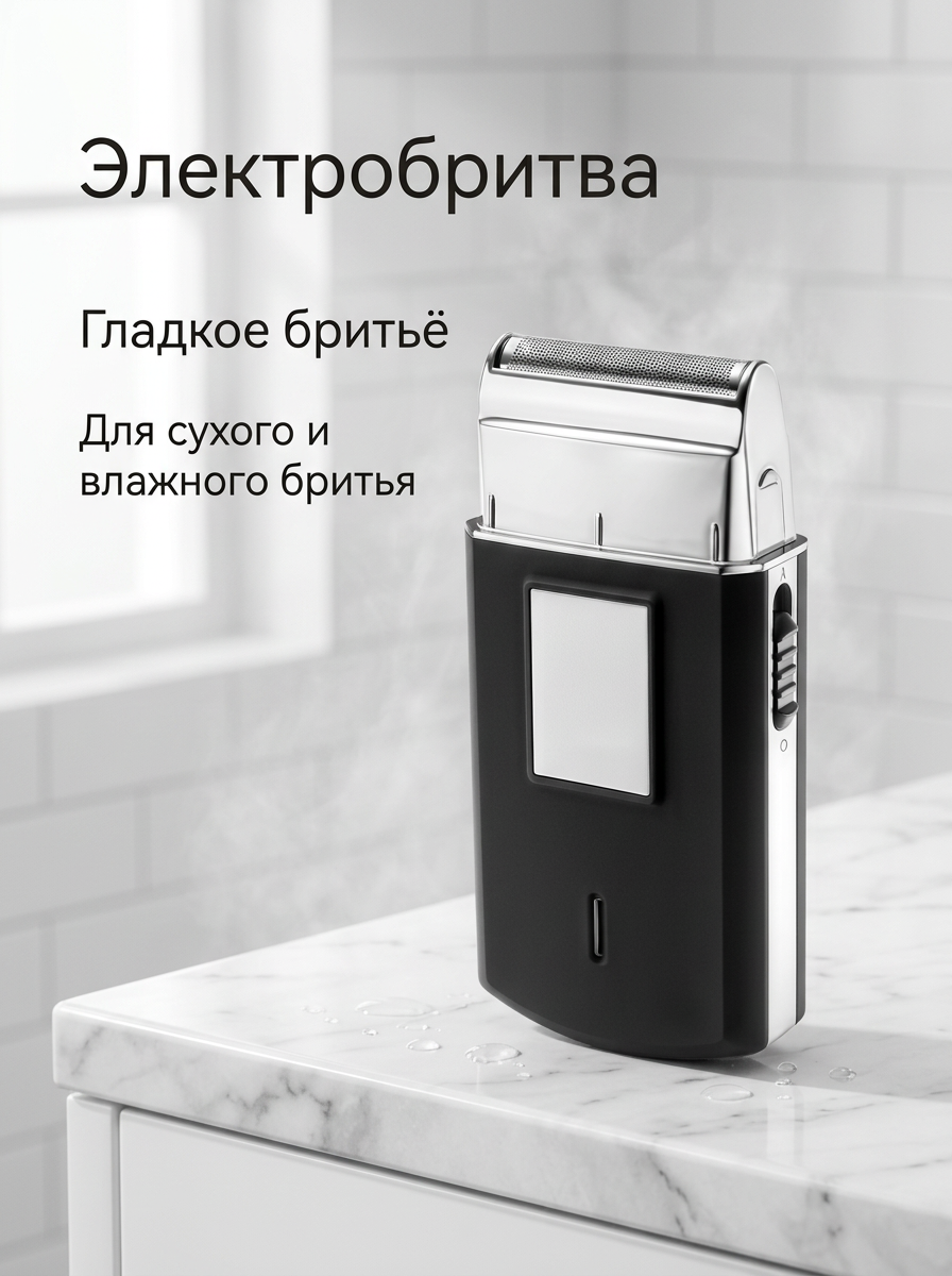 Электробритва шейвер Moser Mobile Shaver, сухое бритье, дорожная, черная