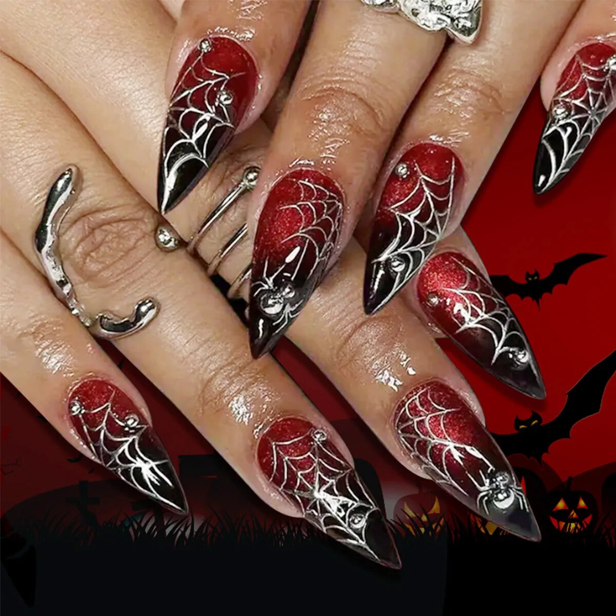 Накладные ногти Y8, Halloween, паутина, 24шт